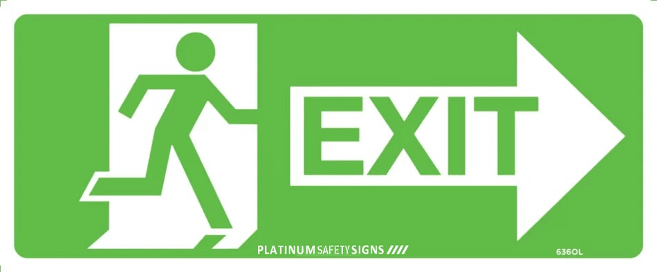 Running Man With Exit and Right Arrow — Platinum Safety Signs