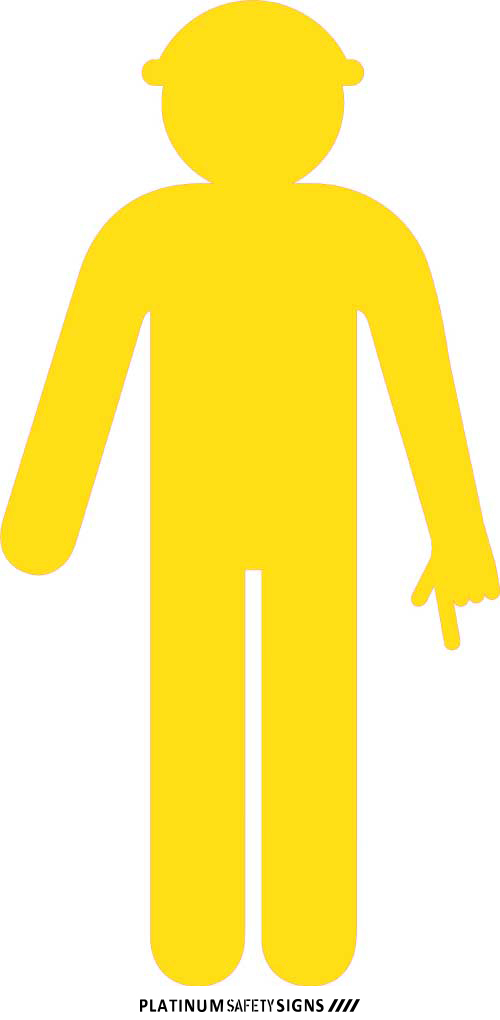 Yellow Cutout Safety Construction Worker [Pointing Down] — Platinum ...