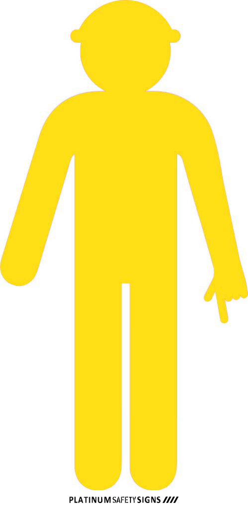 Yellow Cutout Safety Construction Worker [Pointing Down] — Platinum ...