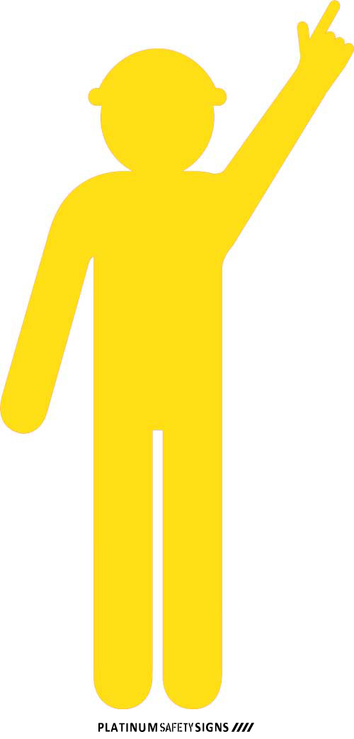 Yellow Cutout Safety Construction Worker [Pointing Up] — Platinum ...