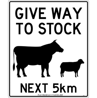 Give Way To Stock (Stock Picto) Next 5km — Platinum Safety Signs