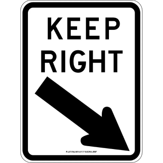Keep Right (with arrow) — Platinum Safety Signs