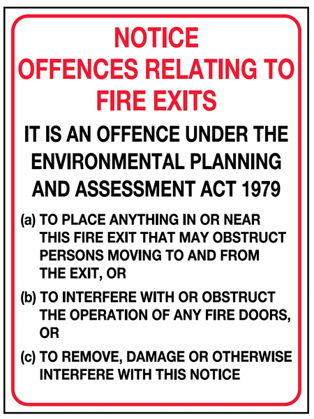 Notice Offences Related to Fire Exits – Platinum Safety Signs