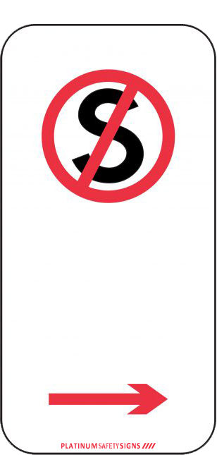 No Standing (with right arrow) — Platinum Safety Signs