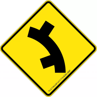 Staggered Side Road On Curve (Left or Right) — Platinum Safety Signs
